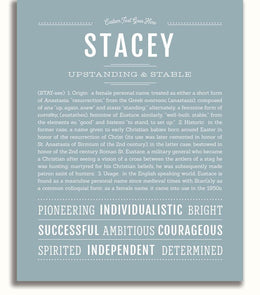 Stacey Personalized Name Meaning Art Prints – Name Stories