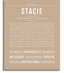 Stacie Personalized Name Meaning Art Prints – Name Stories