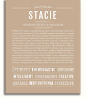 Stacie Personalized Name Meaning Art Prints – Name Stories