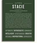 Stacie Personalized Name Meaning Art Prints – Name Stories