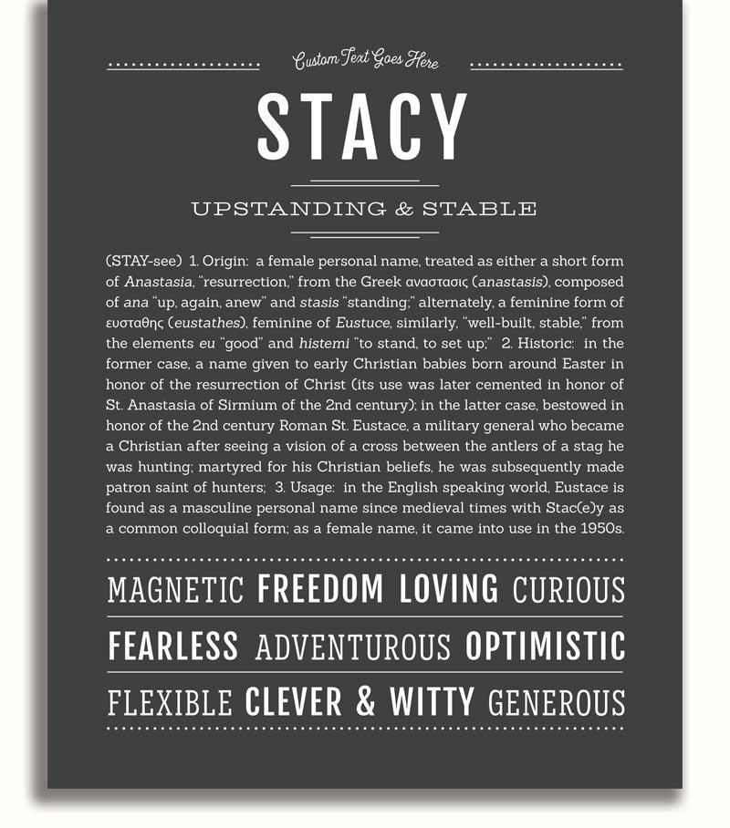 Stacy Personalized Name Meaning Art Prints – Name Stories