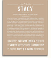 Stacy Personalized Name Meaning Art Prints – Name Stories