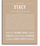 Stacy Personalized Name Meaning Art Prints – Name Stories