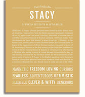 Stacy Personalized Name Meaning Art Prints – Name Stories