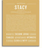 Stacy Personalized Name Meaning Art Prints – Name Stories