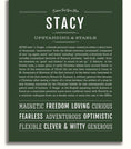 Stacy Personalized Name Meaning Art Prints – Name Stories