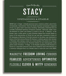 Stacy Personalized Name Meaning Art Prints – Name Stories