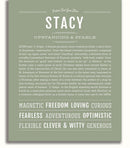 Stacy Personalized Name Meaning Art Prints – Name Stories
