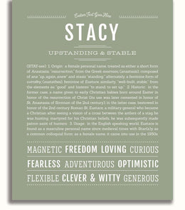 Stacy Personalized Name Meaning Art Prints – Name Stories