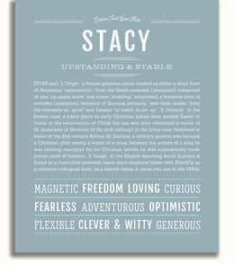 Stacy Personalized Name Meaning Art Prints – Name Stories