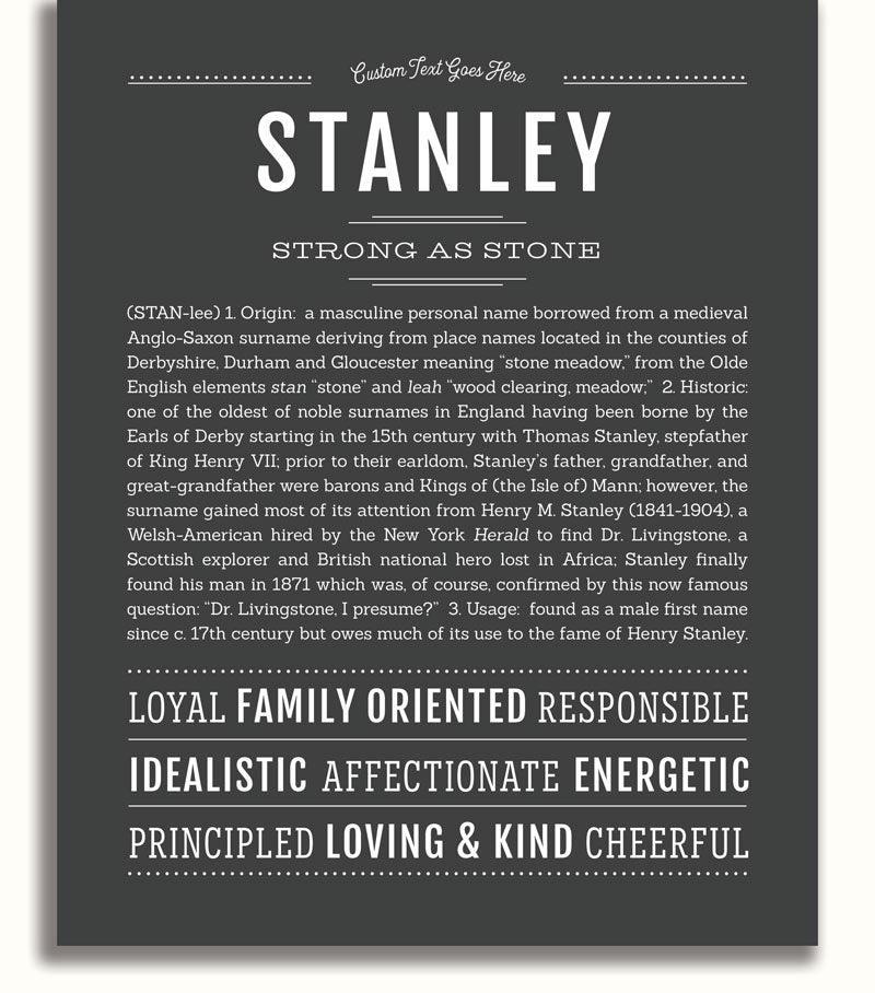 Stanley Personalized Name Meaning Art Prints – Name Stories