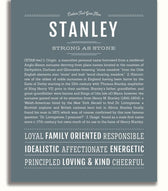 Stanley Personalized Name Meaning Art Prints – Name Stories