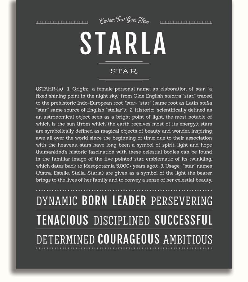 Starla Personalized Name Meaning Art Prints – Name Stories