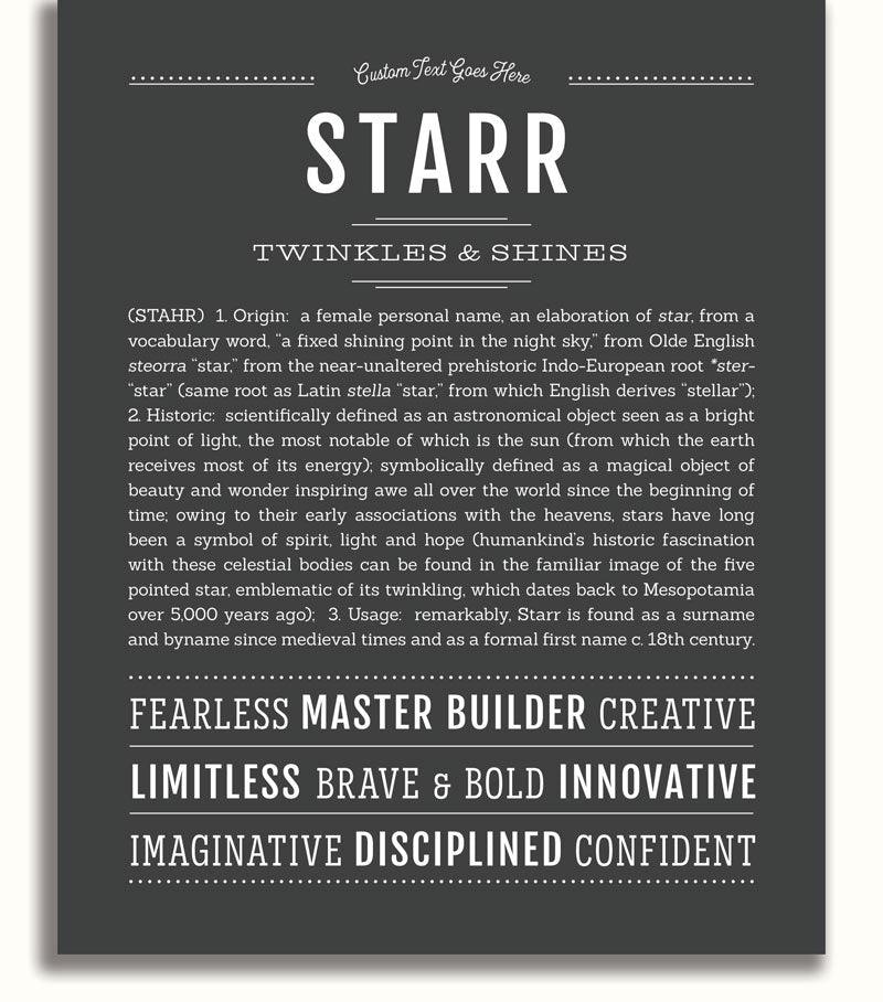 Starr Personalized Name Meaning Art Prints – Name Stories