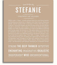 Stefanie Personalized Name Meaning Art Prints – Name Stories