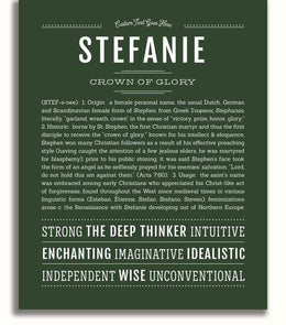 Stefanie Personalized Name Meaning Art Prints – Name Stories