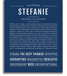 Stefanie Personalized Name Meaning Art Prints – Name Stories