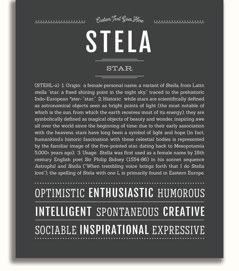 Stela Personalized Name Meaning Art Prints – Name Stories