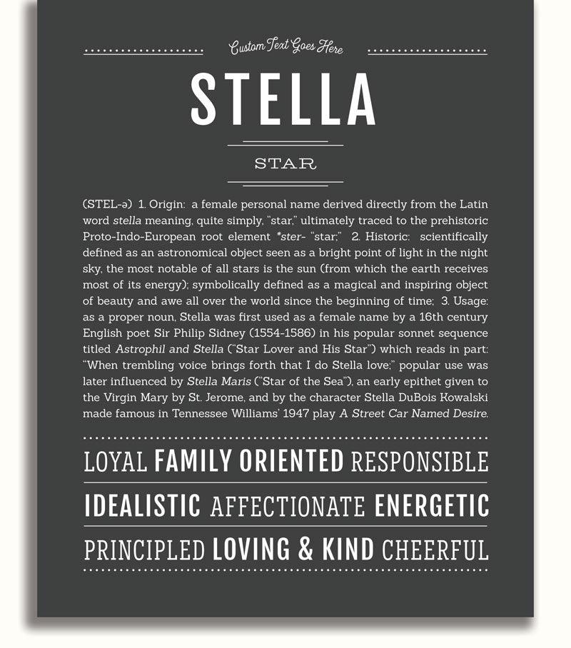 Stella Personalized Name Meaning Art Prints – Name Stories