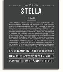 Stella Personalized Name Meaning Art Prints – Name Stories