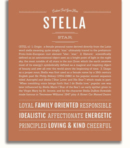 Stella Personalized Name Meaning Art Prints – Name Stories