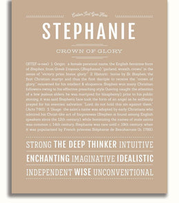 Stephanie Personalized Name Meaning Art Prints – Name Stories