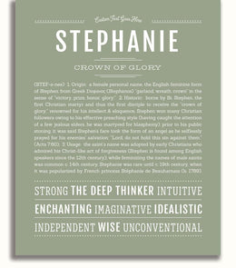Stephanie Personalized Name Meaning Art Prints – Name Stories