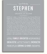 Stephen Personalized Name Meaning Art Prints – Name Stories