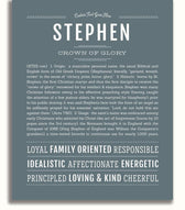 Stephen Personalized Name Meaning Art Prints – Name Stories
