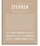 Stephen Personalized Name Meaning Art Prints – Name Stories