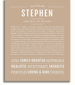 Stephen Personalized Name Meaning Art Prints – Name Stories