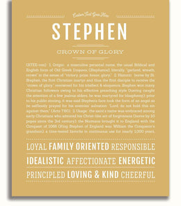 Stephen Personalized Name Meaning Art Prints – Name Stories