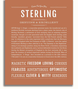 Sterling Personalized Name Meaning Art Prints – Name Stories