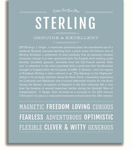 Sterling | Name Art Print – Name Stories
