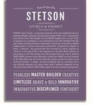 Stetson Personalized Name Meaning Art Prints – Name Stories