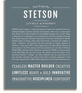 Stetson Personalized Name Meaning Art Prints – Name Stories
