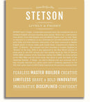 Stetson Personalized Name Meaning Art Prints – Name Stories