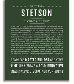 Stetson Personalized Name Meaning Art Prints – Name Stories