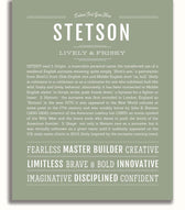 Stetson Personalized Name Meaning Art Prints – Name Stories