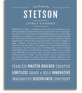 Stetson Personalized Name Meaning Art Prints – Name Stories