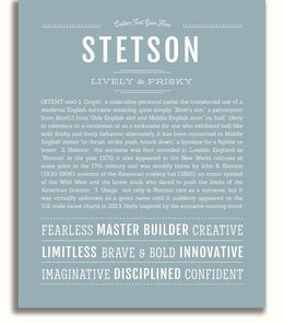 Stetson Personalized Name Meaning Art Prints – Name Stories