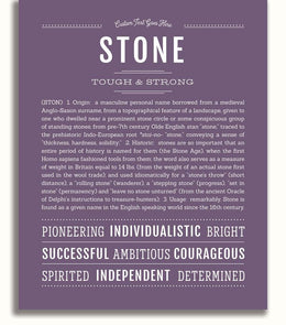 Stone Personalized Name Meaning Art Prints – Name Stories