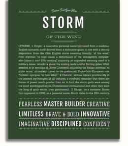 Storm Personalized Name Meaning Art Prints – Name Stories