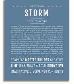 Storm Personalized Name Meaning Art Prints – Name Stories