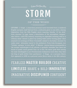 Storm Personalized Name Meaning Art Prints – Name Stories