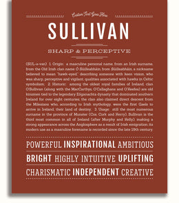 Sullivan Personalized Name Meaning Art Prints – Name Stories