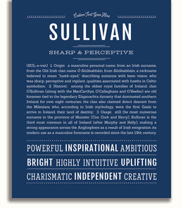 Sullivan Personalized Name Meaning Art Prints – Name Stories