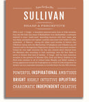 Sullivan Personalized Name Meaning Art Prints – Name Stories