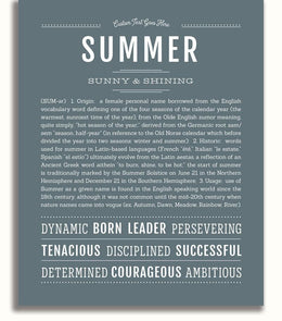 Summer Personalized Name Meaning Art Prints – Name Stories