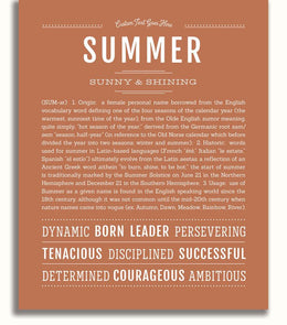 Summer Personalized Name Meaning Art Prints – Name Stories